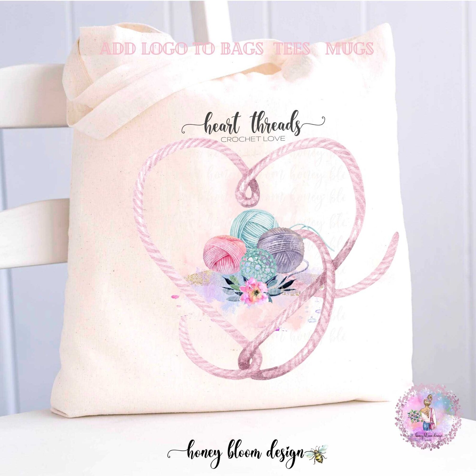 Heart Yarn Shop Logo Crochet Knit Shop Logo Needle Craft - Etsy