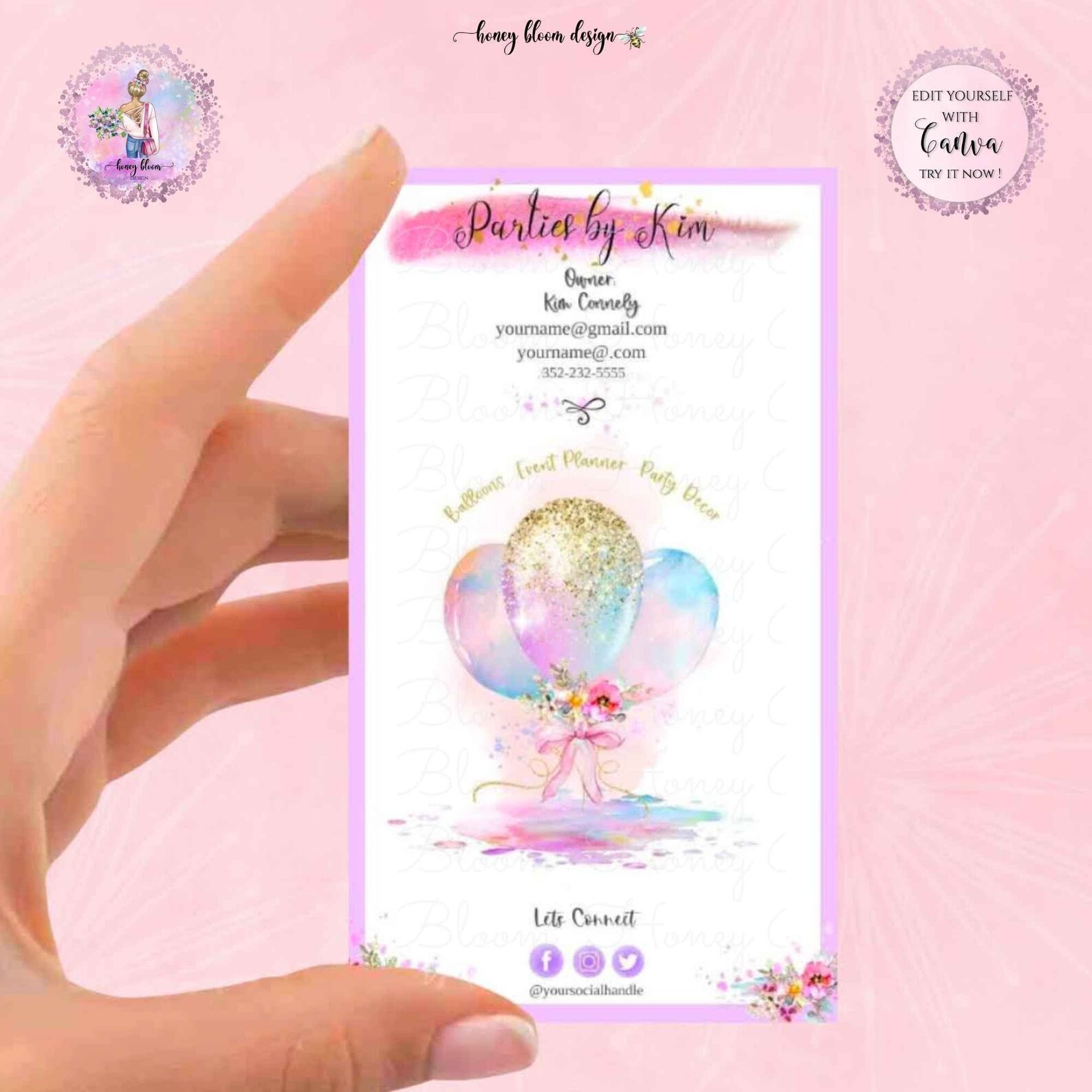 Balloon Event Planner Card, Pretty Balloon Artist Business Card ...