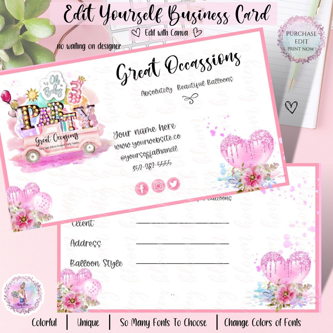Party Planner Business Card Template, Event Planner Business Card ...