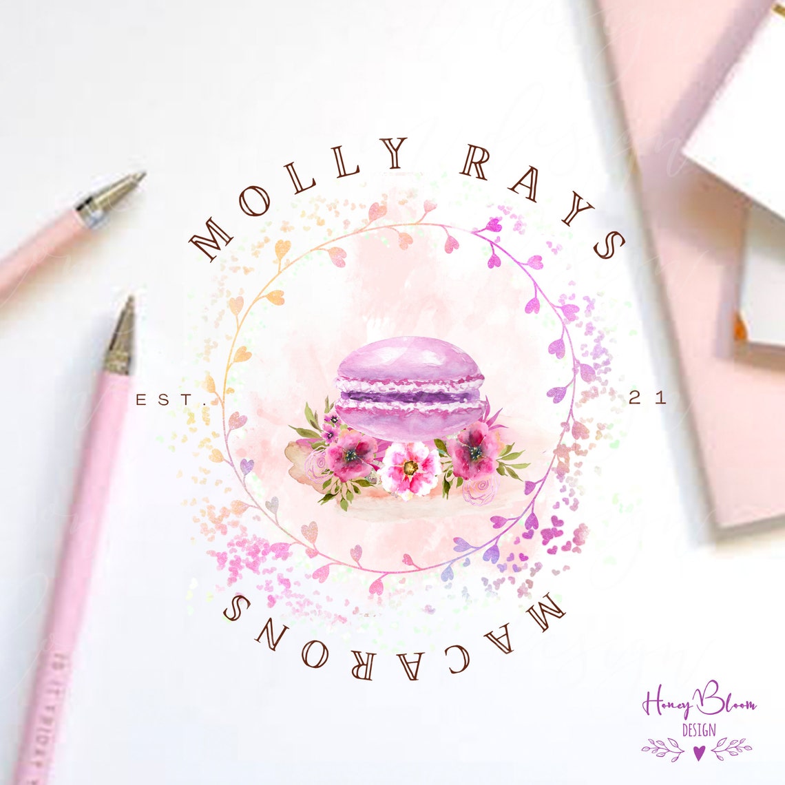 Macaron Bakery Logo Purple Macaron Logo Cookie Bakery Shop | Etsy