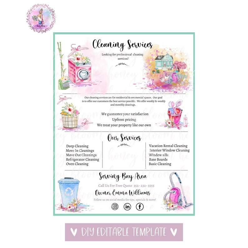 Vacuum Cleaning Flyer Cleaning Supplies Info Flyer - Etsy