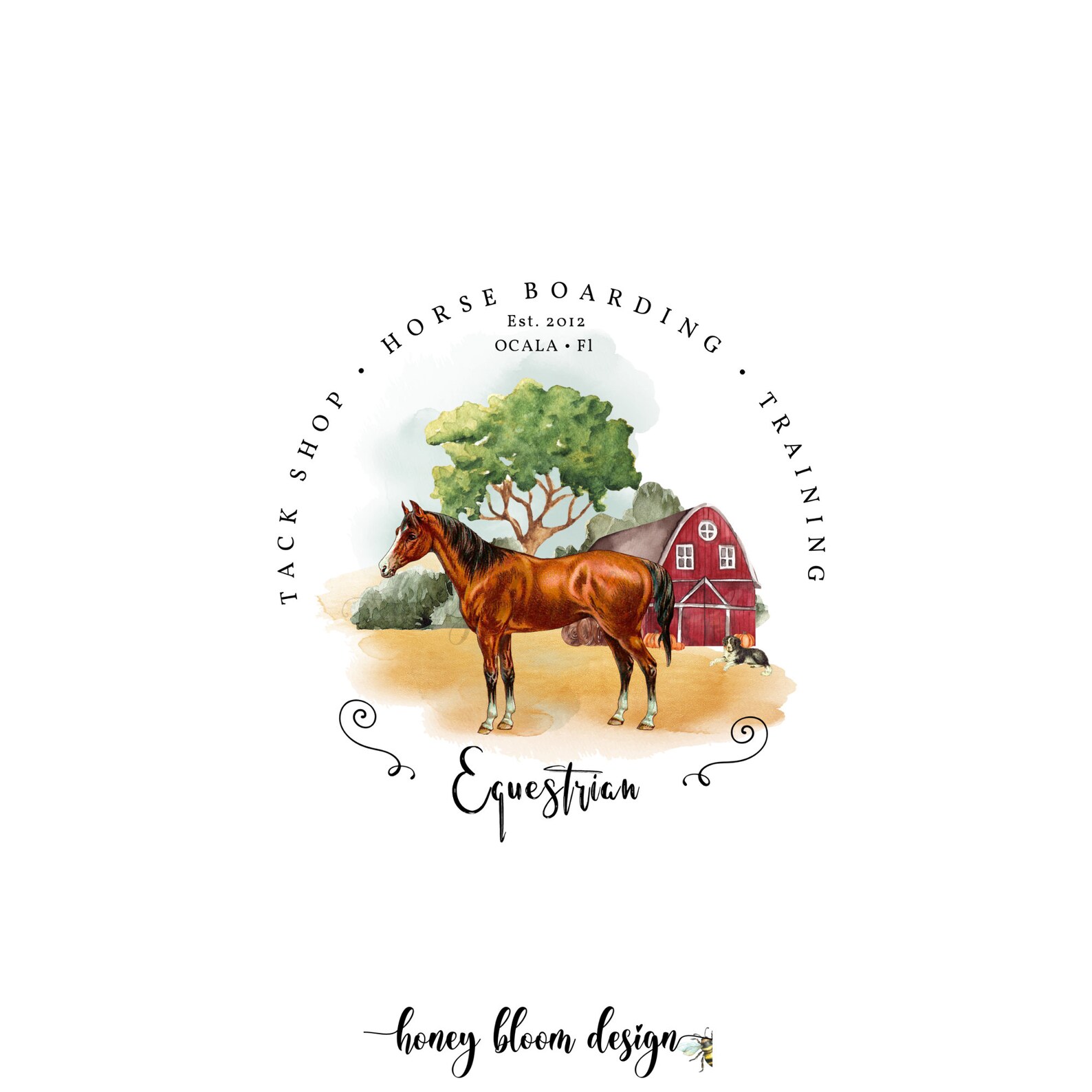 Horse Equestrian Logo Red Barn Horse Logo Riding Lessons - Etsy