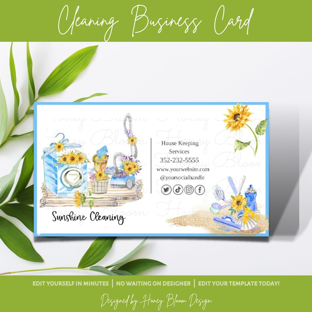 Sunflower Cleaning Business Card , Washing Machine Card ,blue Vacuum ...