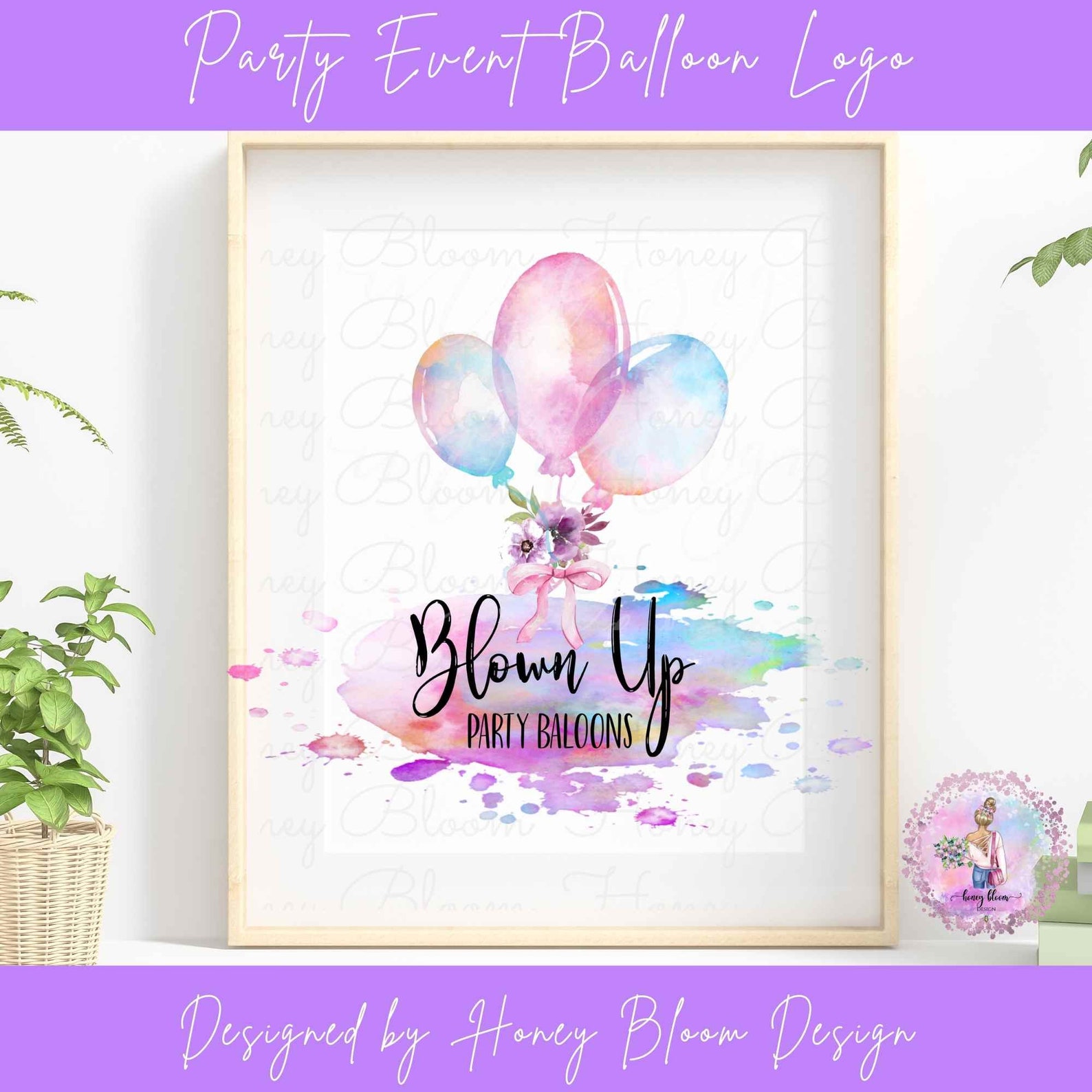Balloon Logo Pink Blue Balloons Logo Perfect for Party - Etsy