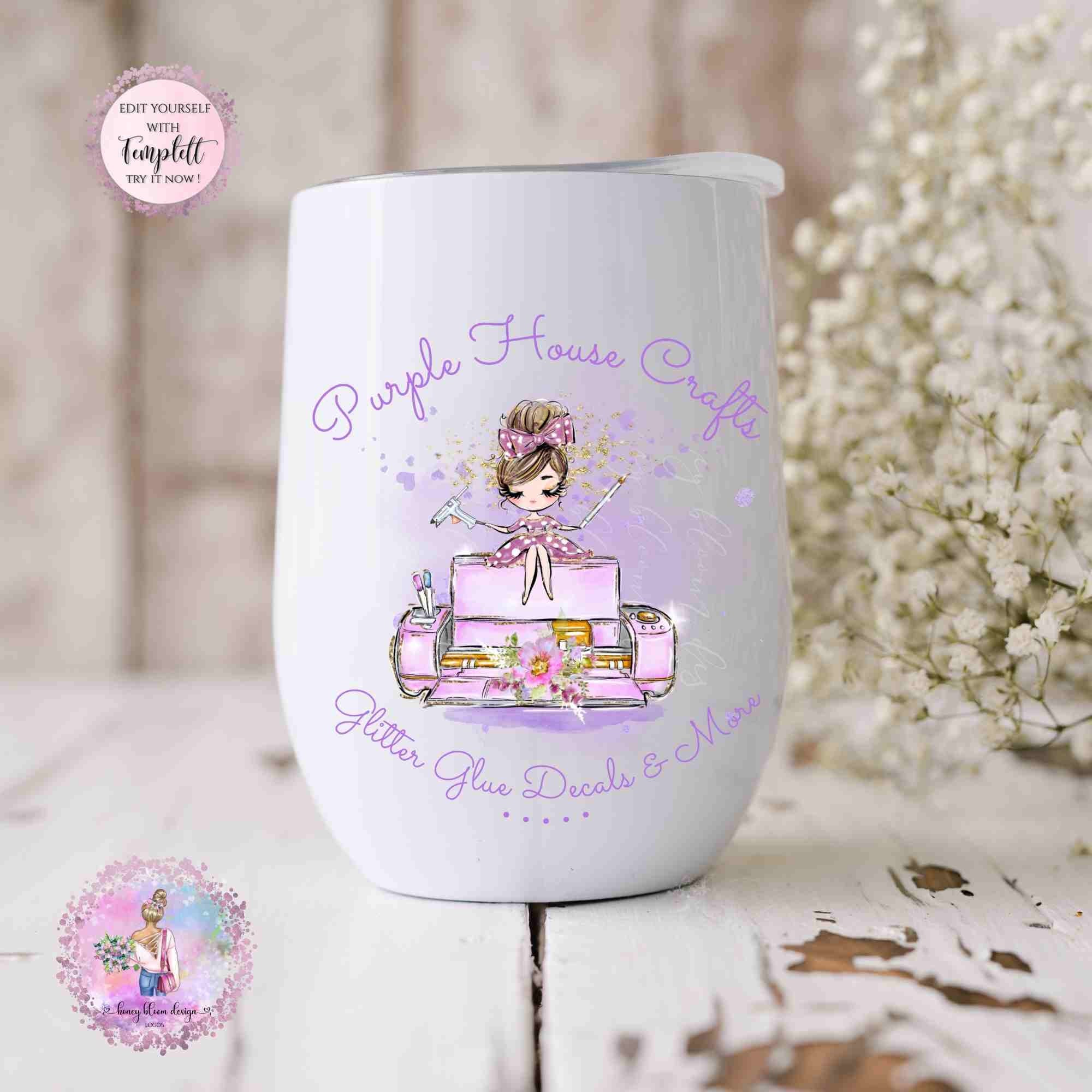 Purple Crafter Cutie Logo, Cutie Sitting on Glam Printer, Glue Gun ...