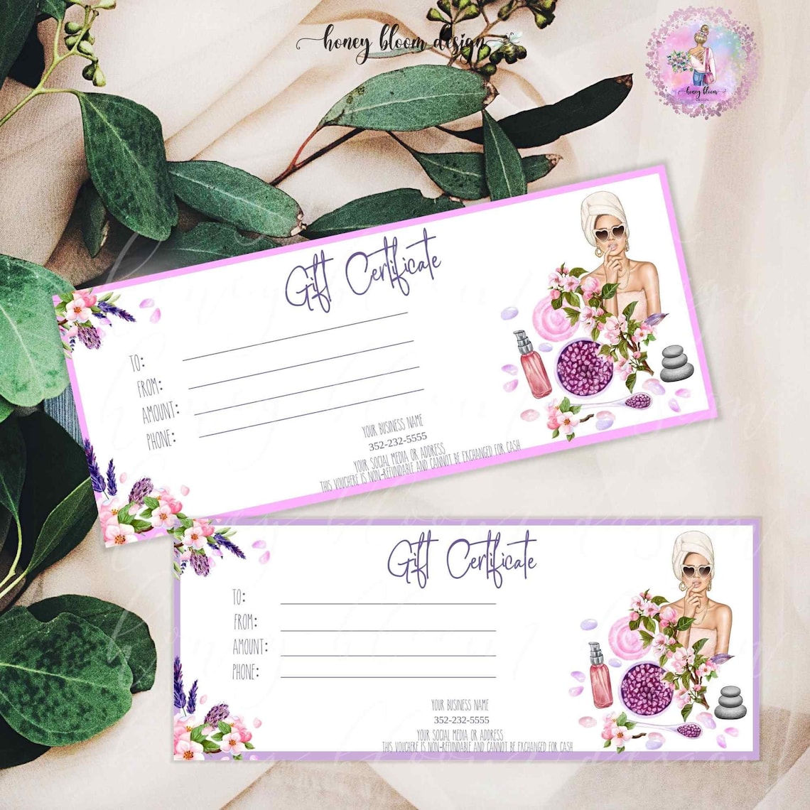 Spa Gift Certificate Beauty Salon Makeup DIY Women Spa Card - Etsy