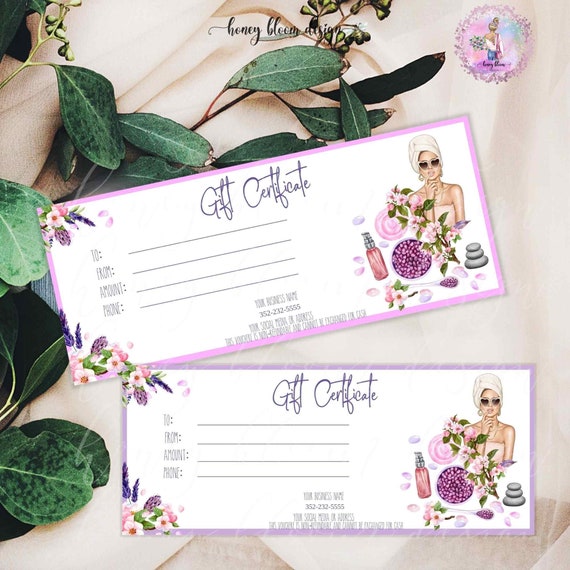 Spa Gift Certificate Beauty Salon Makeup DIY Women Spa Card - Etsy
