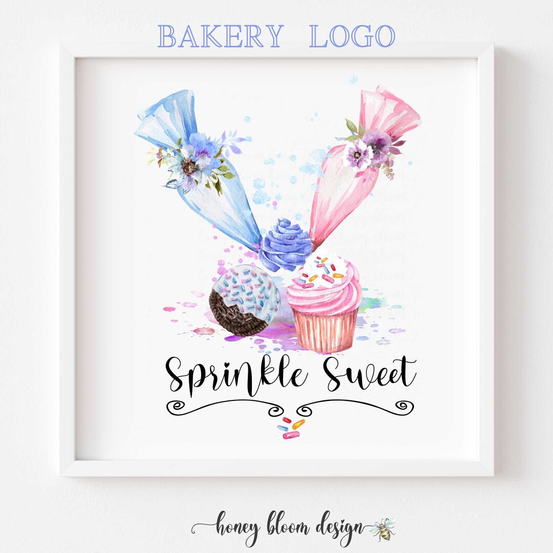 Sprinkles Cupcake Cookie Bakery Logo, Icing Bags Floral Logo, Cupcake ...