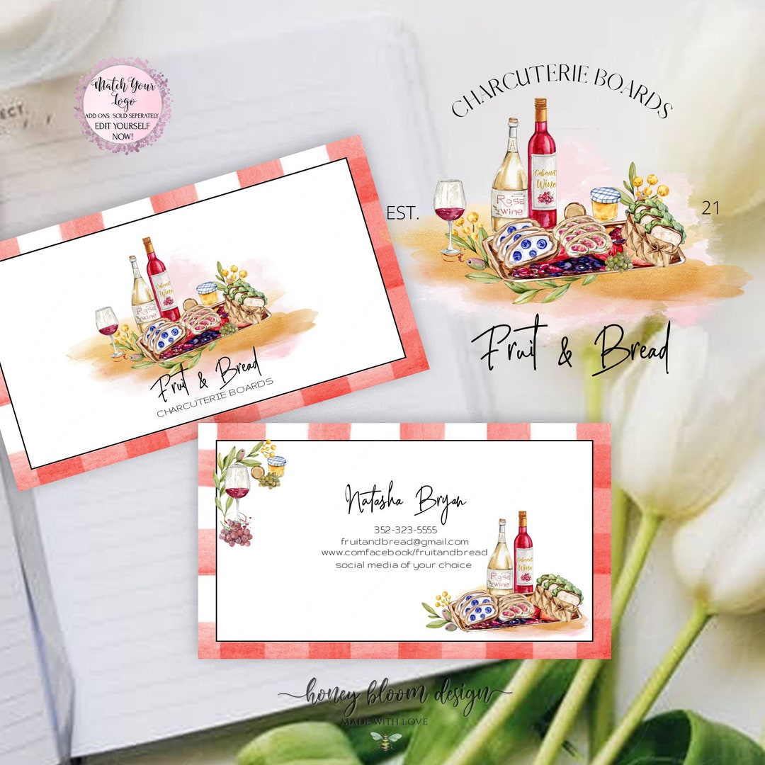 Charcuterie Board Tray Business Card Template, Wine Gourmet Food Card ...