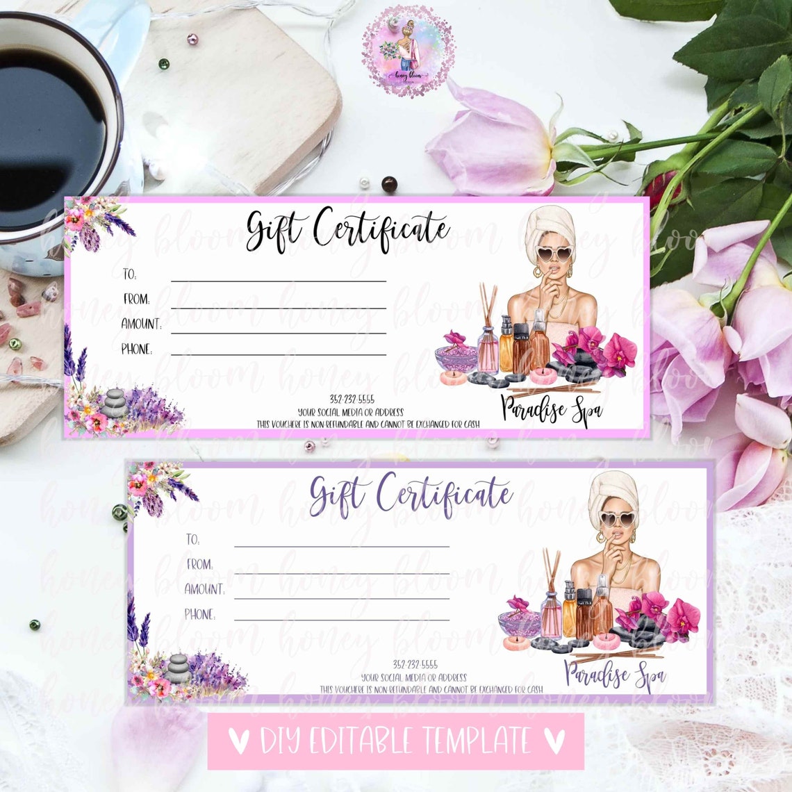 Spa Gift Certificate Beauty Salon Makeup DIY Women Spa Card - Etsy