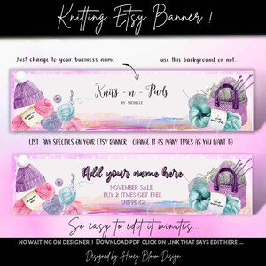 Knitting Etsy Banner, Editable Creative Business Banner, Knitting ...