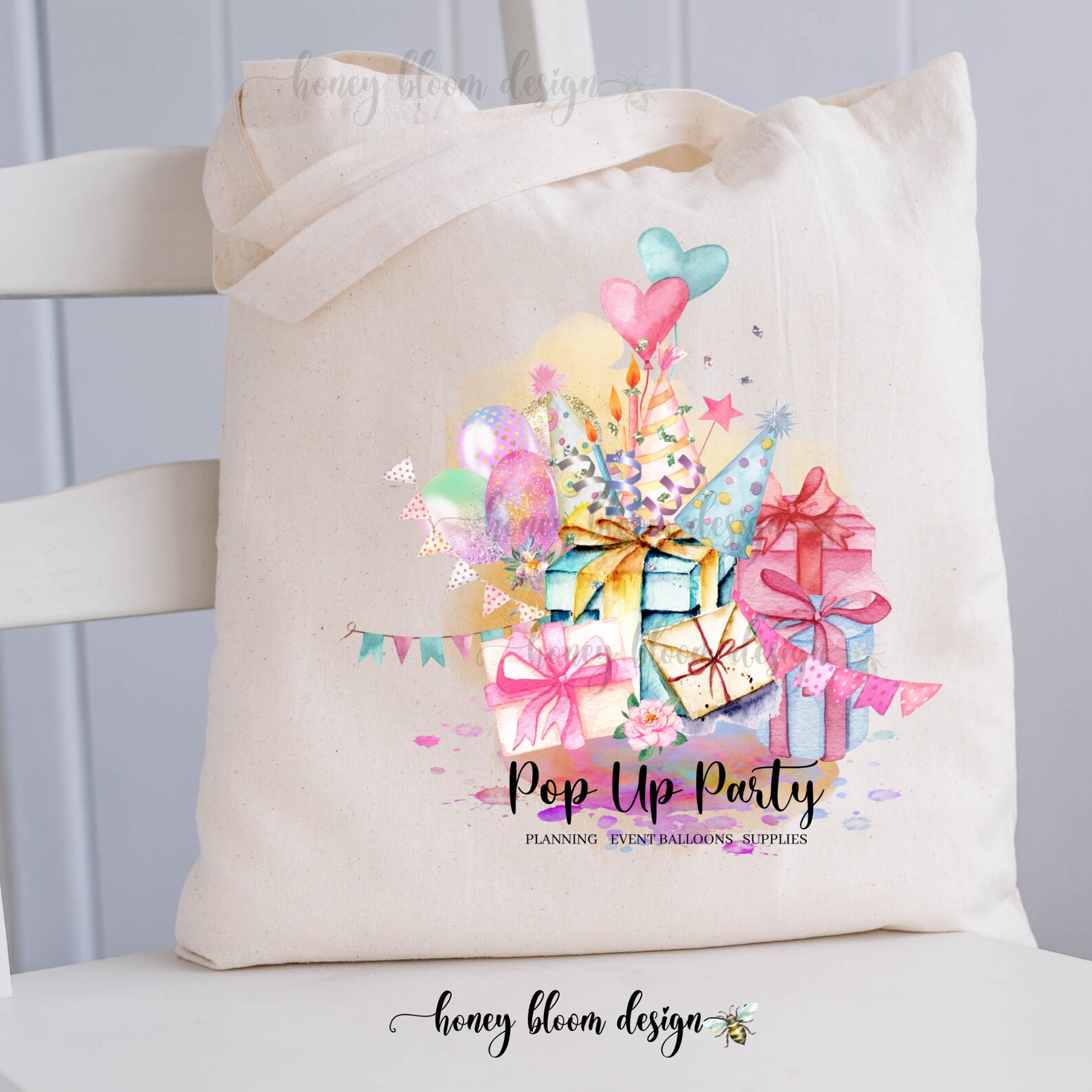 Party Event Planner Supplies Logo Colorful Boxes Balloons | Etsy