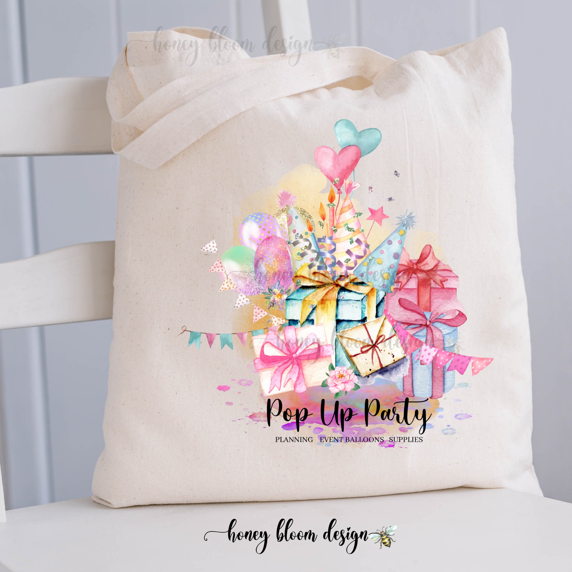 Party Event Planner Supplies Logo Colorful Boxes Balloons | Etsy