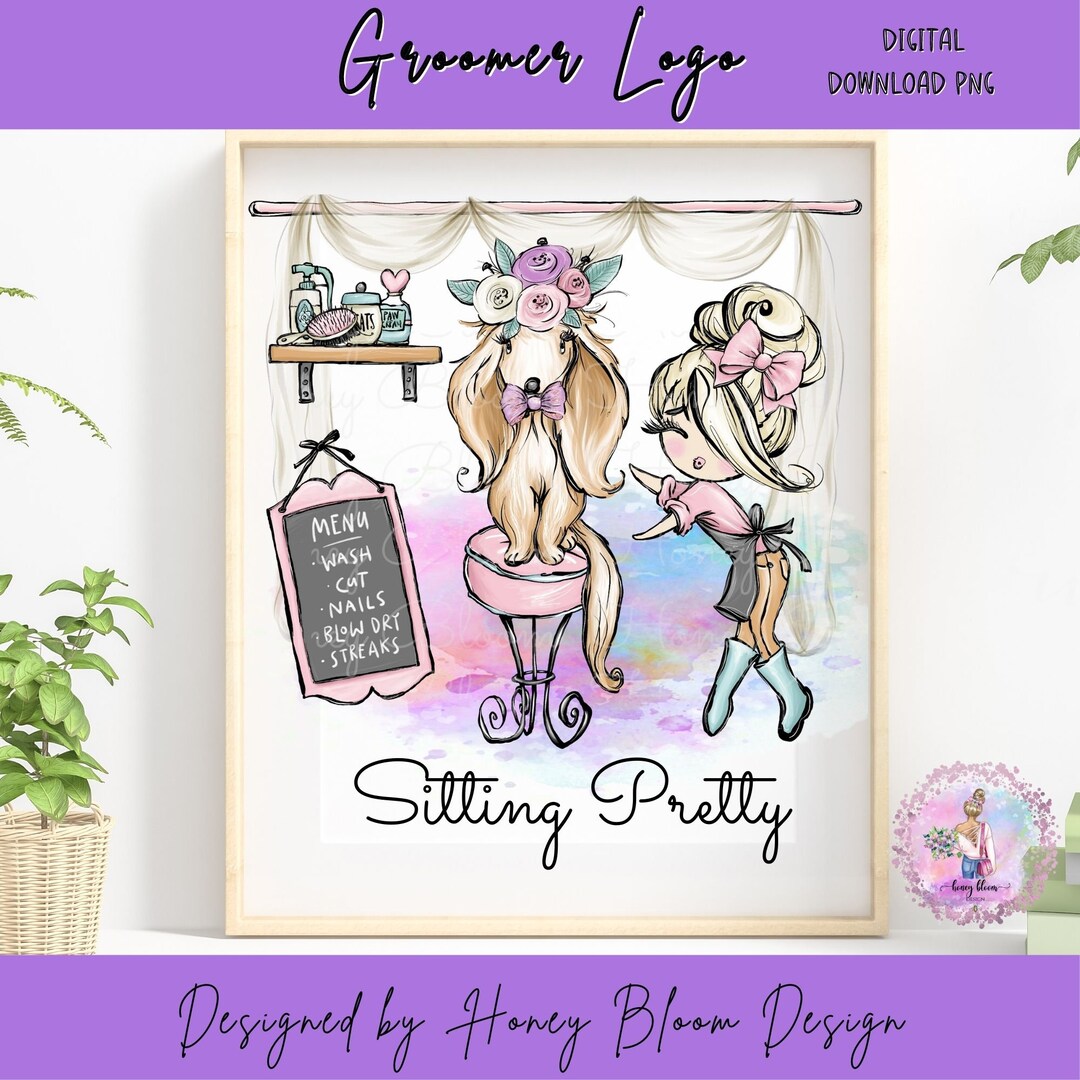 Dog Grooming Logo, Blonde Groomer Logo, Mobile Groomer Logo, New ...