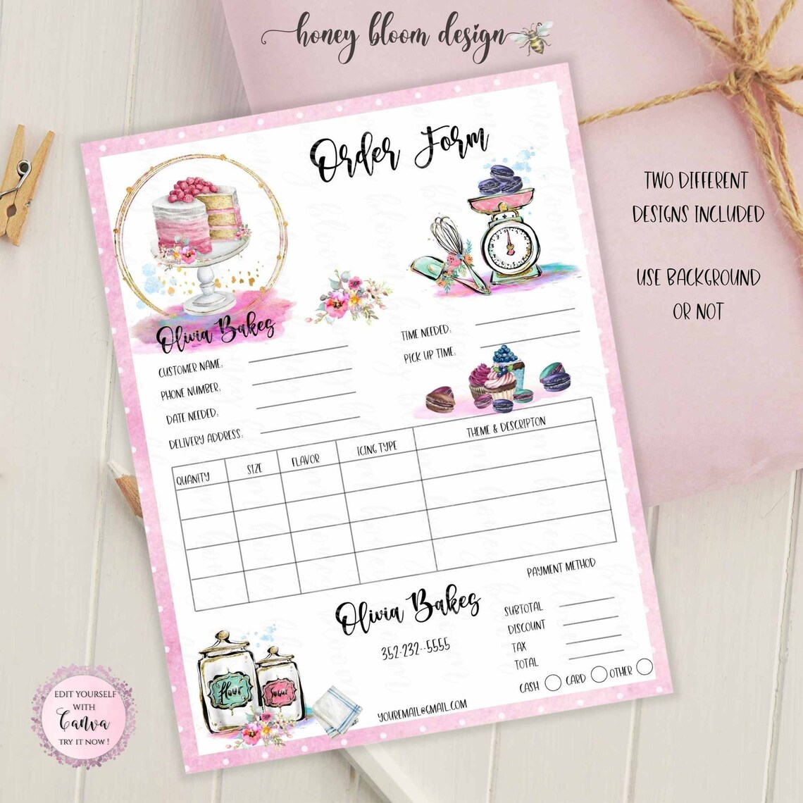 Adorable Bakery Order Form, Specialty Cake Cupcake Macaroons Bakery ...
