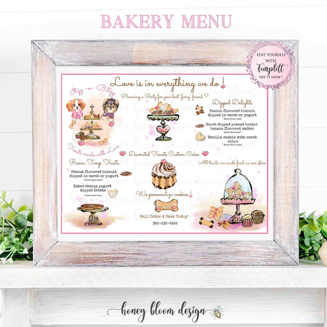 Adorable Doggie Bakery Menu, Add Your Logo or Use This One, Heathy ...
