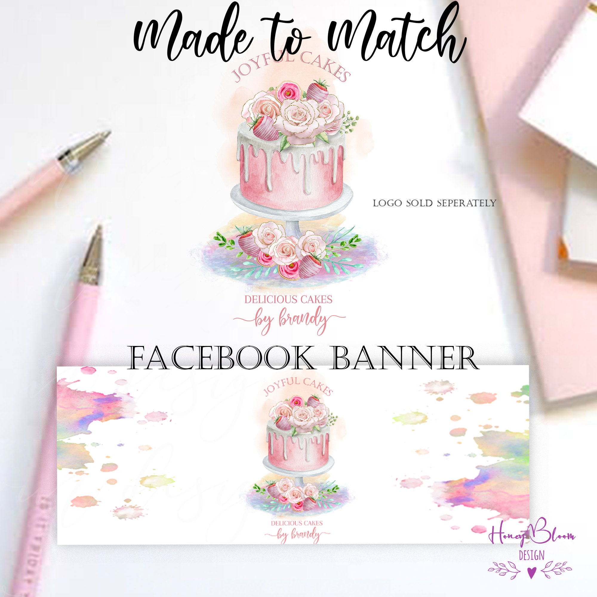 Bakery Pink Cake Logo Fancy Cake Logo Cake Cupcakes Cookies | Etsy ...