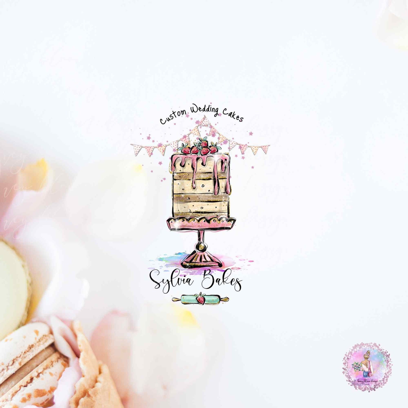 Pink Bakery Logo Cake Cupcakes Cookies Logo Floral Bakery | Etsy