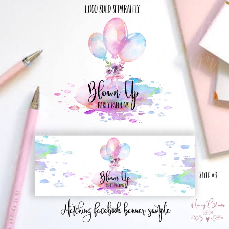 Balloon Logo Pink Blue Balloons Logo Perfect for Party - Etsy