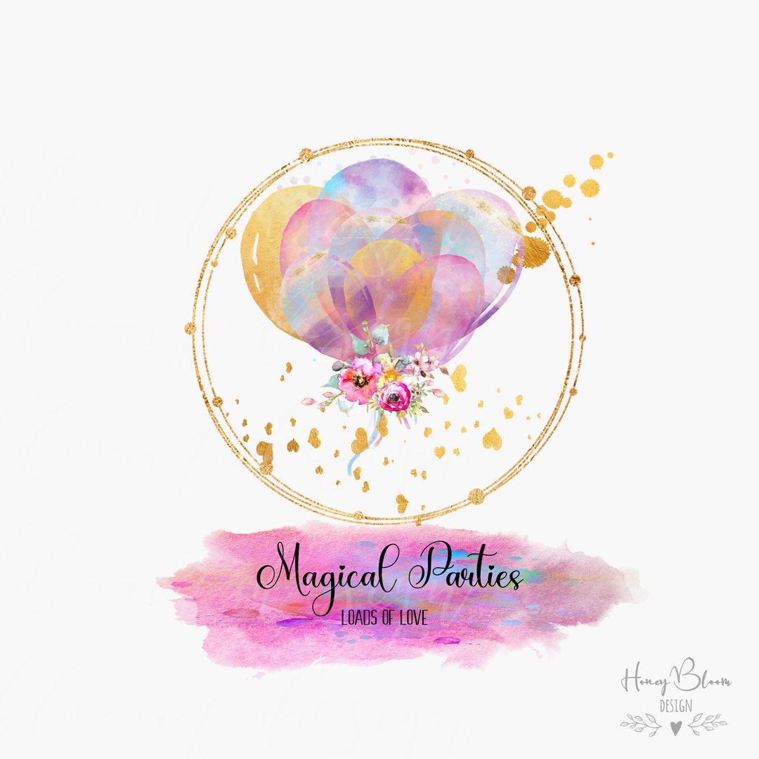 Pink Blue Balloon Logo, Party Planner Balloon Logo, Perfect for Party ...