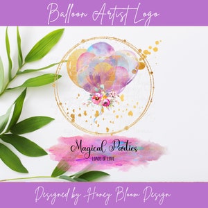 Editable Balloon Logo, Pink Blue Balloons Logo, Perfect for Party ...