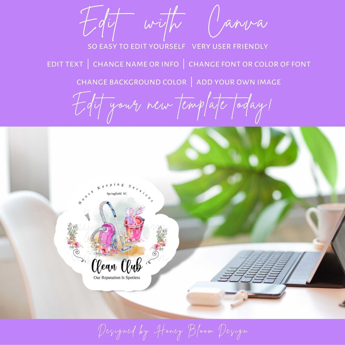 Colorful Cleaning Logo Pink Vacuum Bucket With Cleaning - Etsy