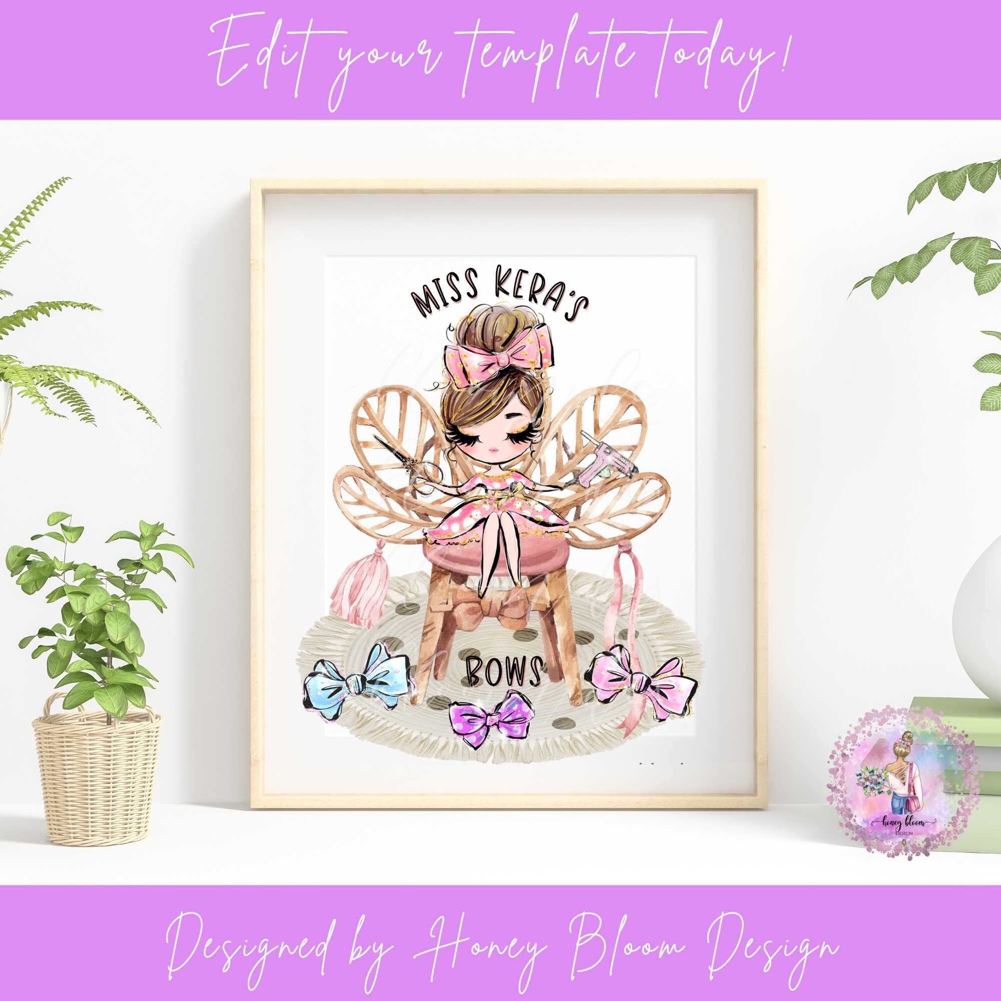 Boho Bows Maker Logo Brunette Sitting in Boho Chair Log - Etsy