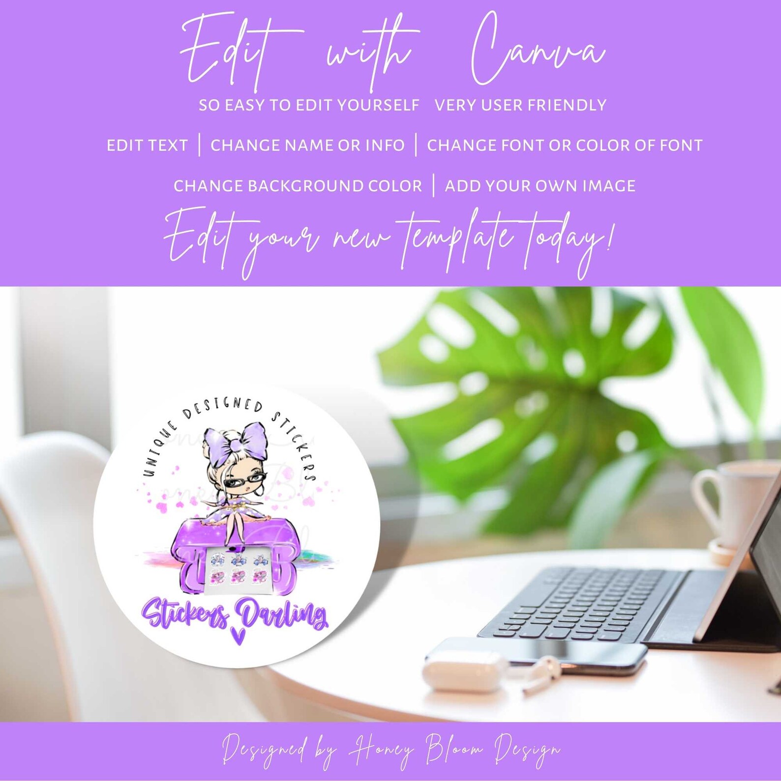 Sticker Maker Logo| Blonde Hair Cutie on Printer Logo | Stickers Decals ...