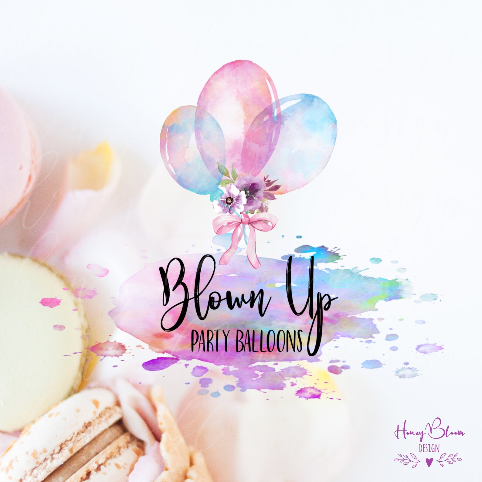 Balloon Logo Pink Blue Balloons Logo Perfect for Party | Etsy