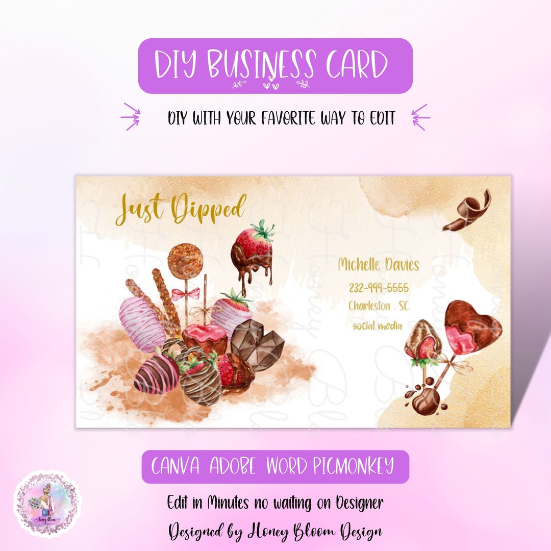 Chocolate Covered Fruit Business Card Chocolate Dipped Strawberry Card ...