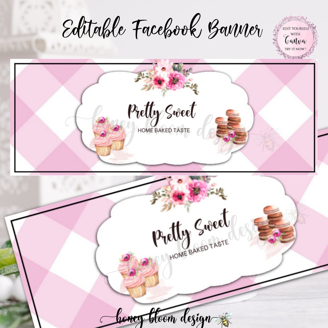 Super Sweet Bakery Facebook Template, Cupcakes Macaroons Floral, FB ...