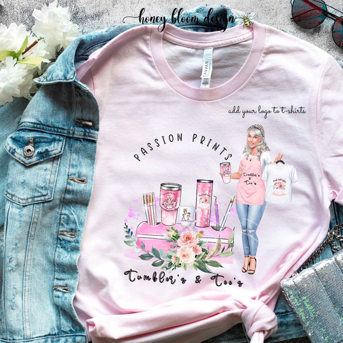 DIY T-shirt Cups Maker Logo Blonde Hair Women Holding T-shirt - Etsy
