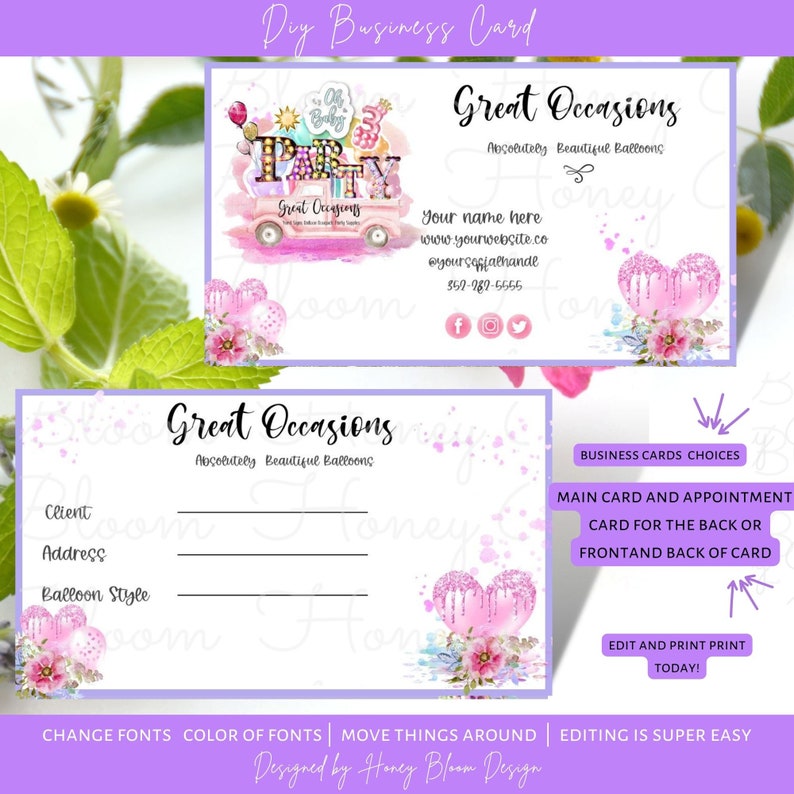 Party Planner Business Card Template, Event Planner Business Card ...