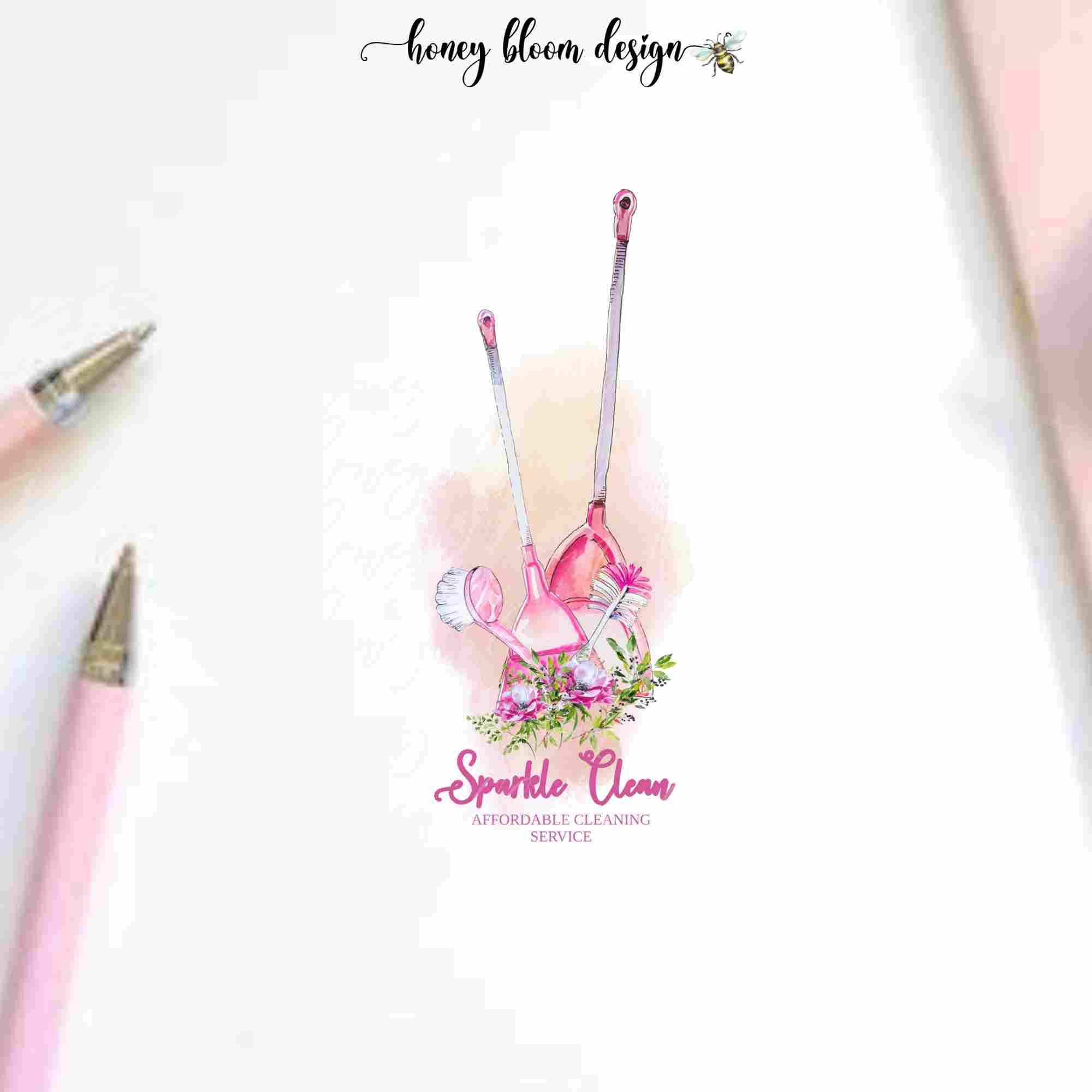 Pink Cleaning Logo Cleaning Supplies Logo Colorful Cleaning | Etsy