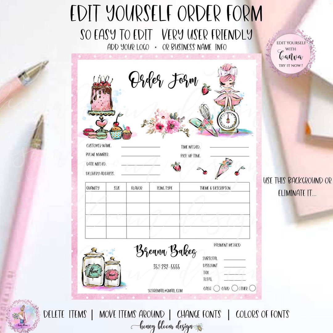 Pink Hair Cutie Bakery Order Form, Specialty Cake Cupcake Macaroons ...