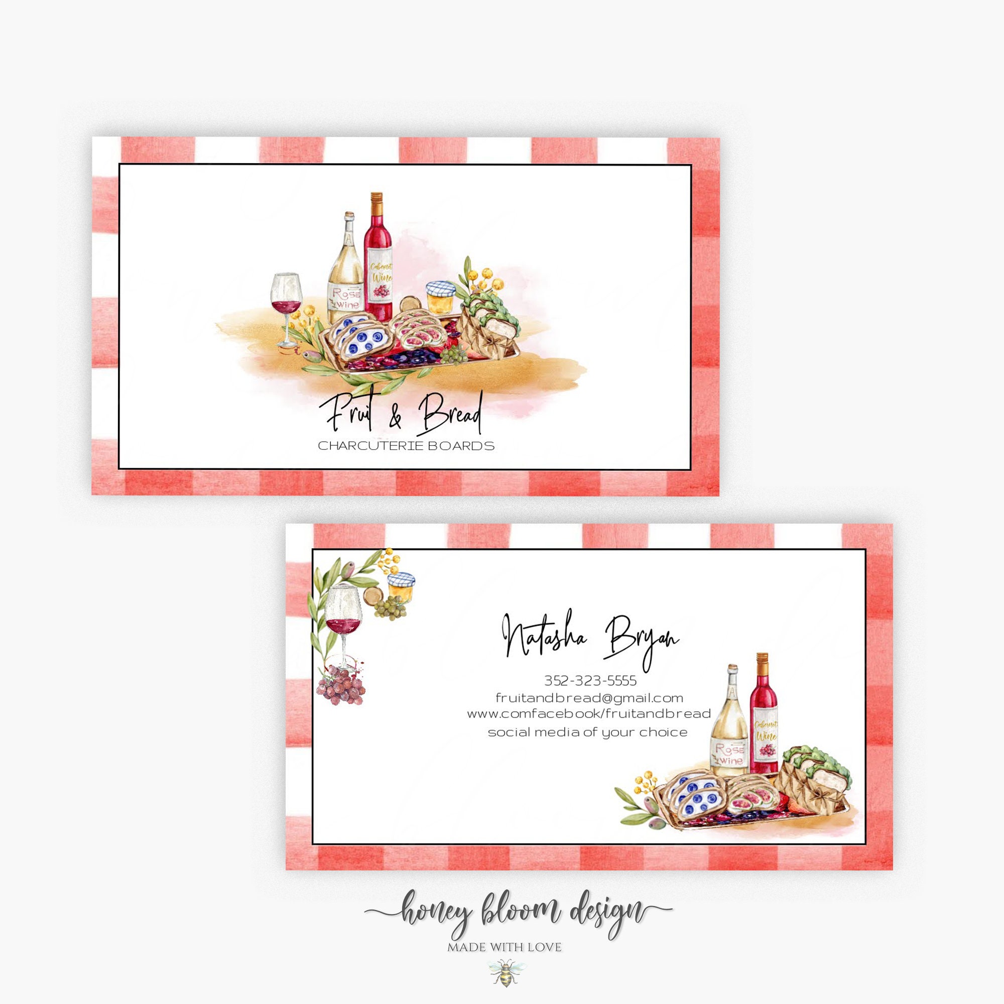 Charcuterie Board Tray Business Card Template Wine Gourmet - Etsy