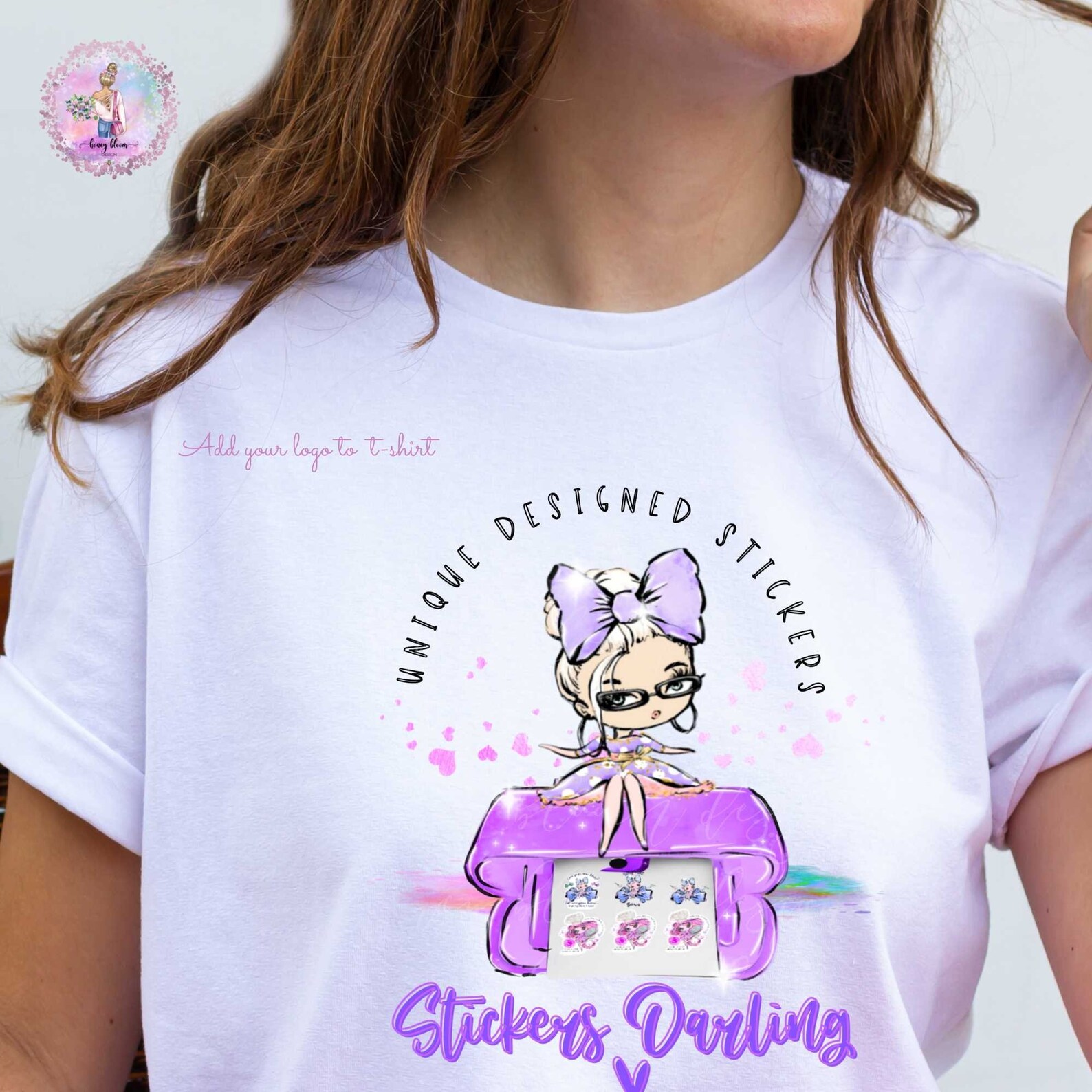 Sticker Maker Logo| Blonde Hair Cutie on Printer Logo | Stickers Decals ...
