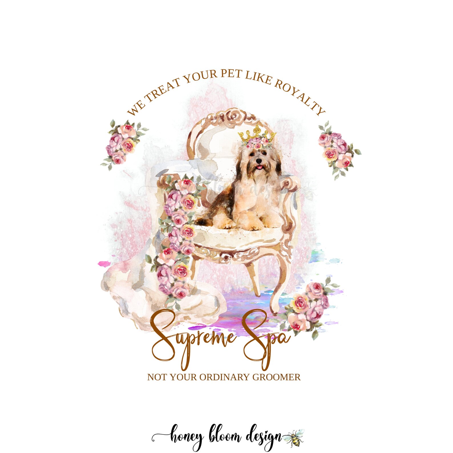Fancy Chair Dog Spa Logo, Adorable Puppy Logo, Pure Bred Dog Grooming ...