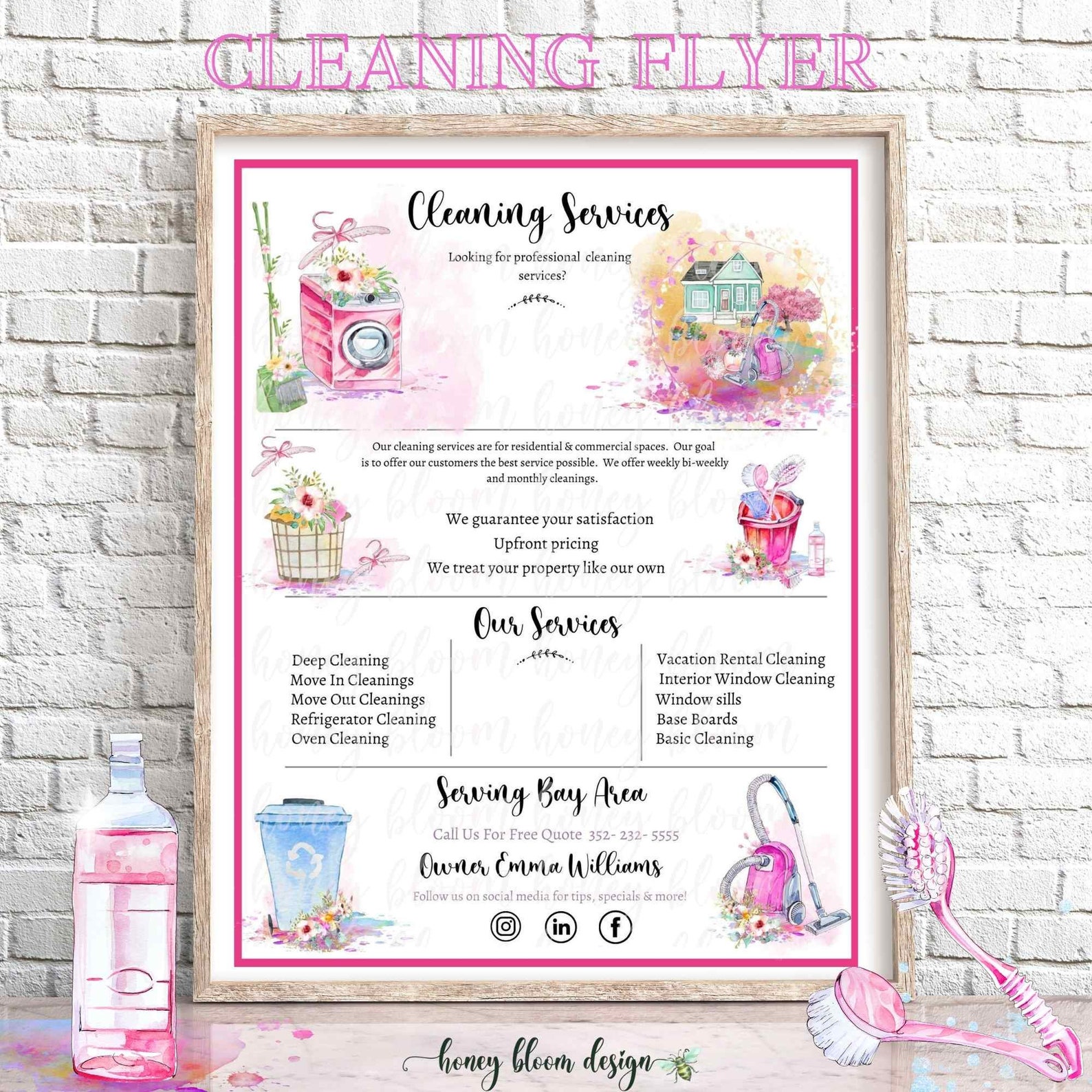 Vacuum Cleaning Flyer Cleaning Supplies Info Flyer - Etsy