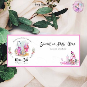 Colorful Cleaning Business Card | Pink Vacuum Bucket With Cleaning ...