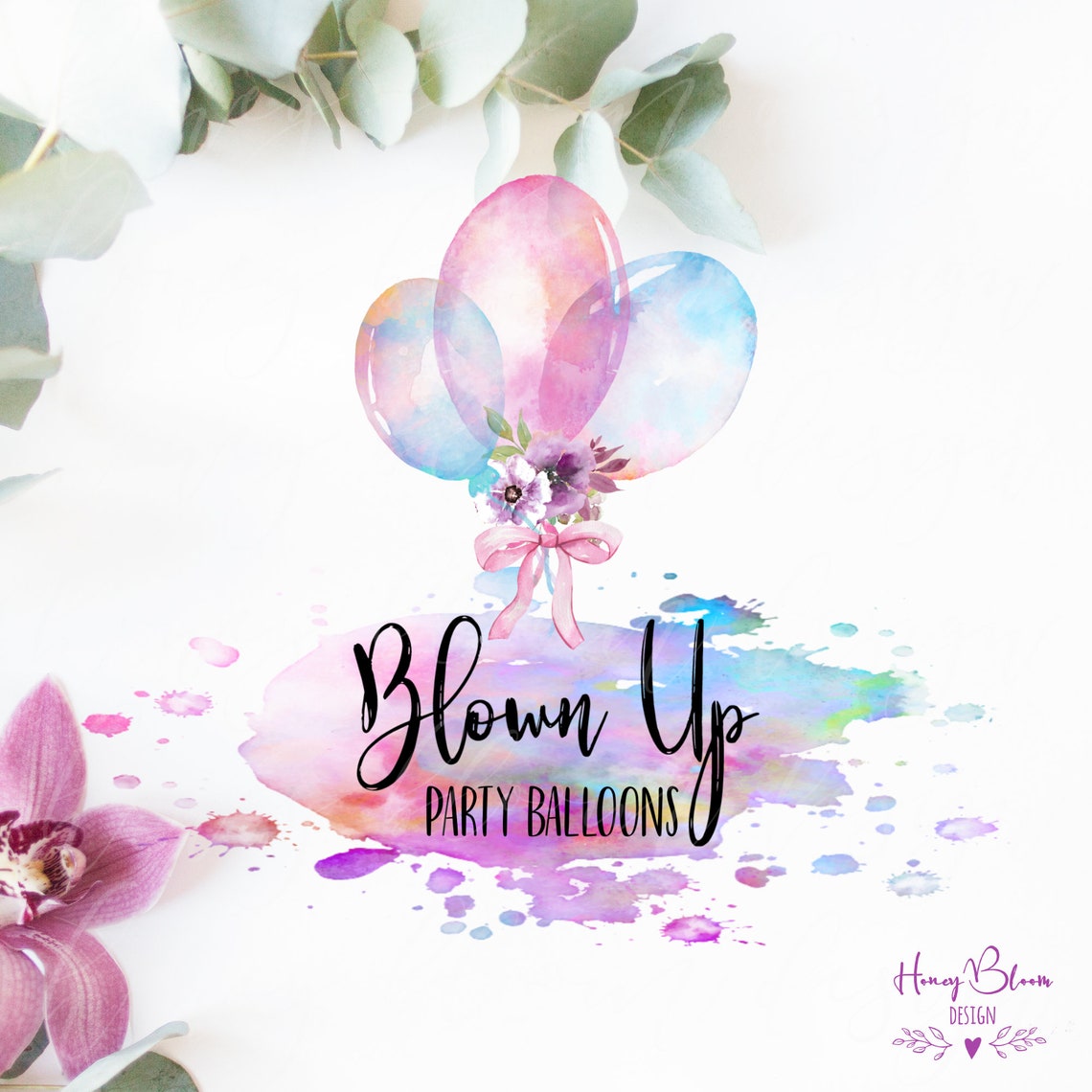 Balloon Logo, Pink Blue Balloons Logo, Perfect for Party Boutique Logo ...