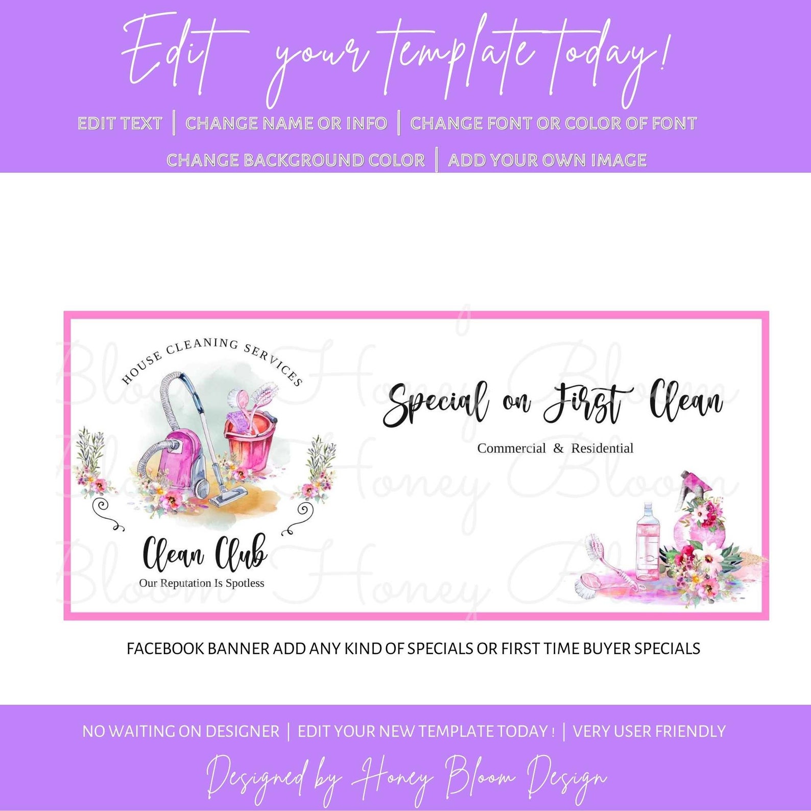 Colorful Cleaning Logo Pink Vacuum Bucket With Cleaning - Etsy