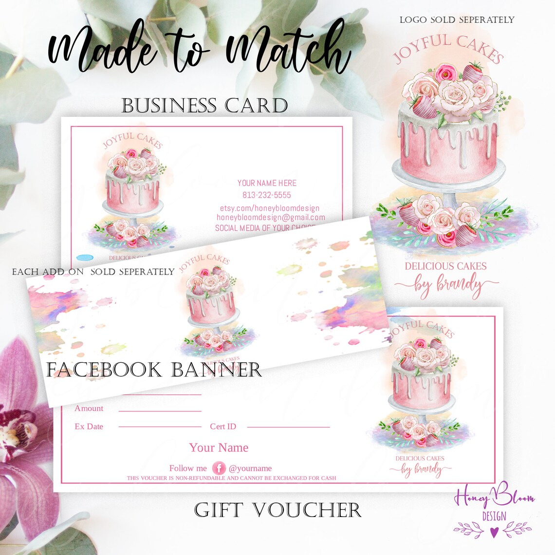 Bakery Pink Cake Logo Fancy Cake Logo Cake Cupcakes Cookies - Etsy