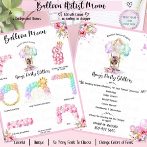 DIY Balloon Business Design Menu, Balloon Bouquet Design Menu, Branding ...