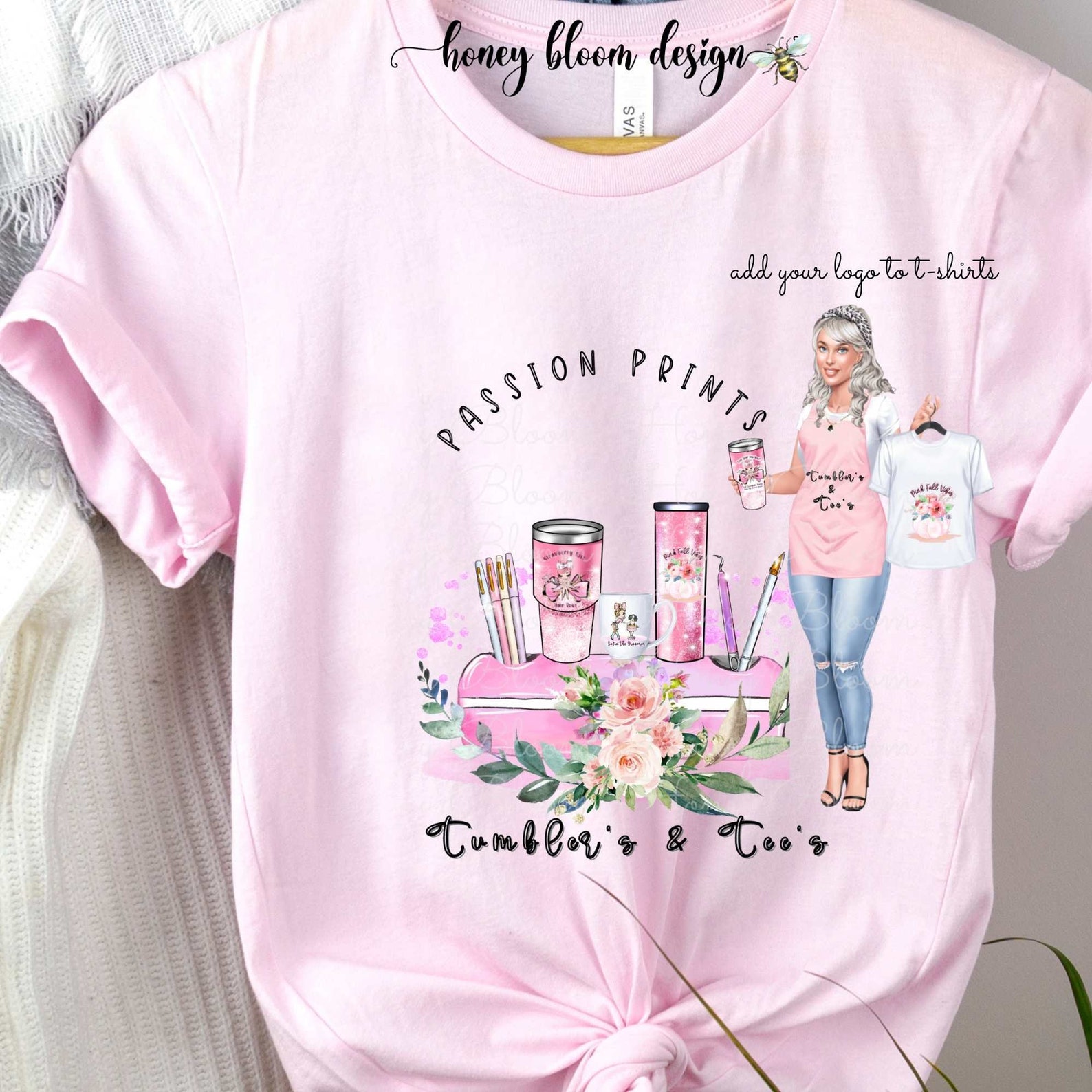 DIY T-shirt Cups Maker Logo Blonde Hair Women Holding T-shirt - Etsy