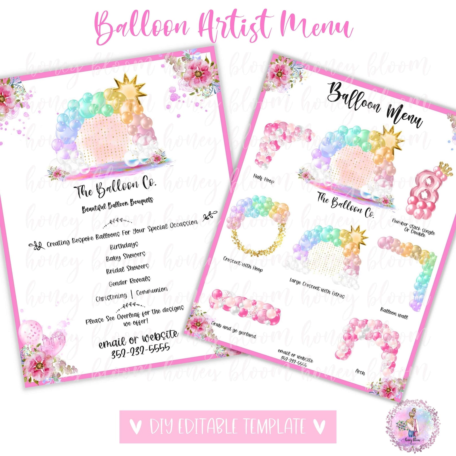 DIY Balloon Business Design Menu, Balloon Arch Design Menu, Branding ...
