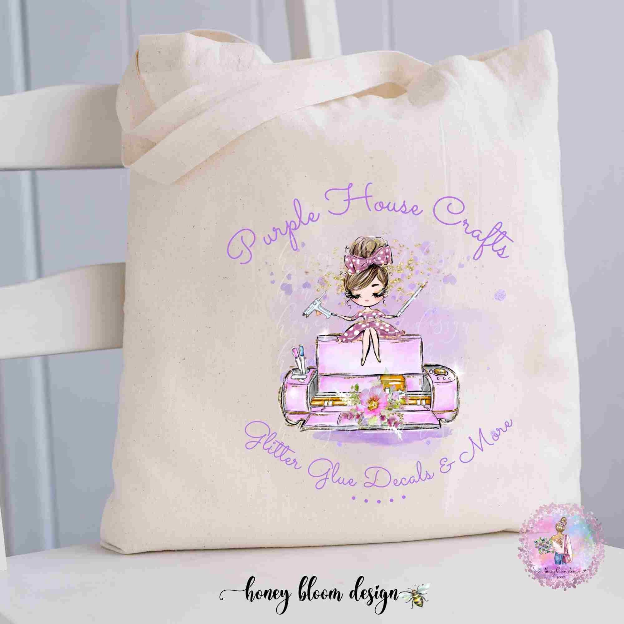Purple Crafter Cutie Logo, Cutie Sitting on Glam Printer, Glue Gun ...