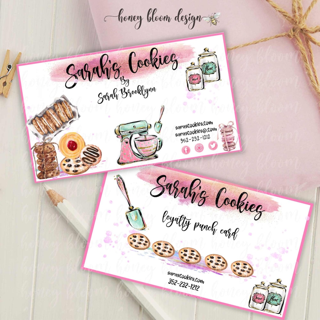 Cookie Bakery Business Card | Variety Cookies Card | Loyalty Card ...