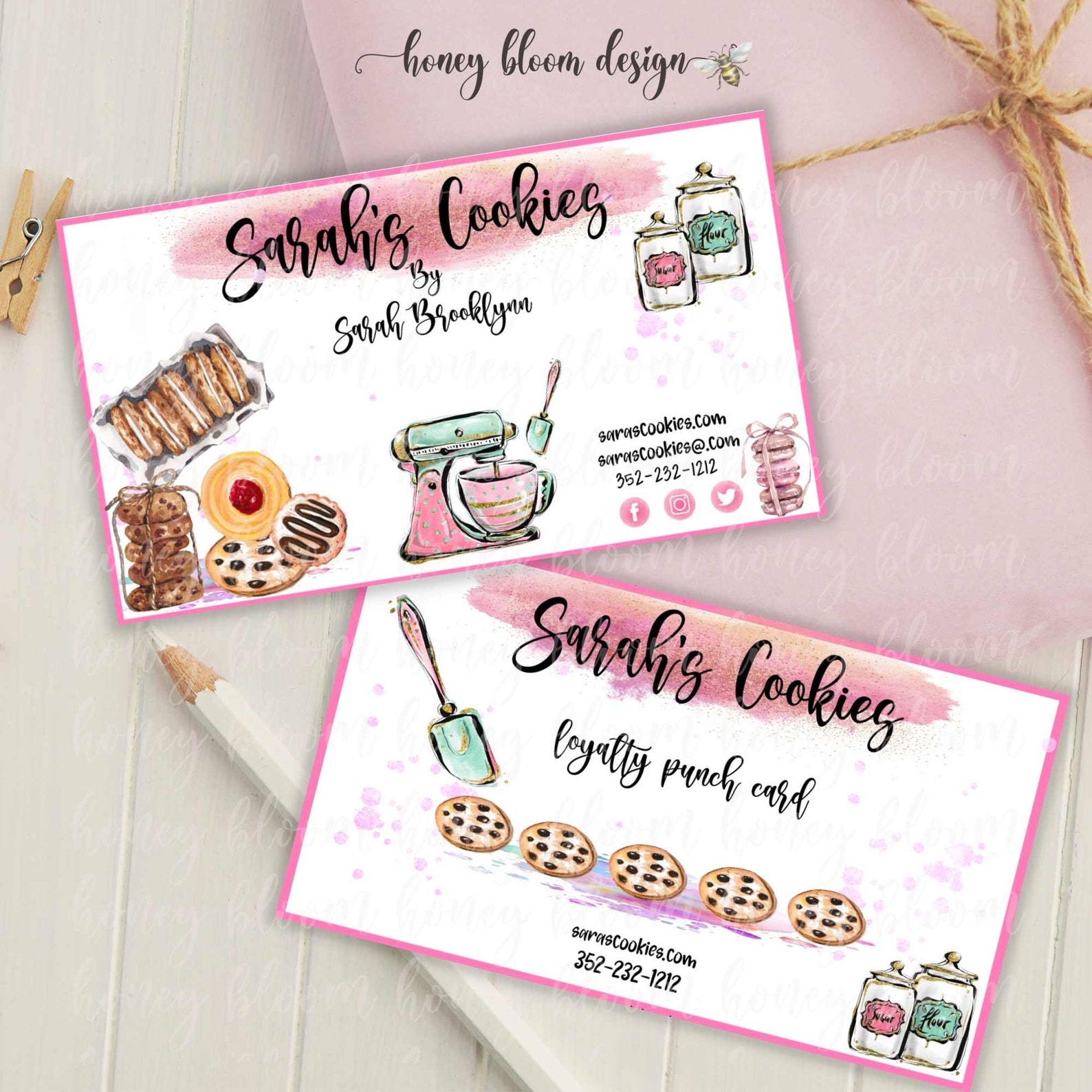 Cookie Bakery Business Card Variety Cookies Card Loyalty - Etsy