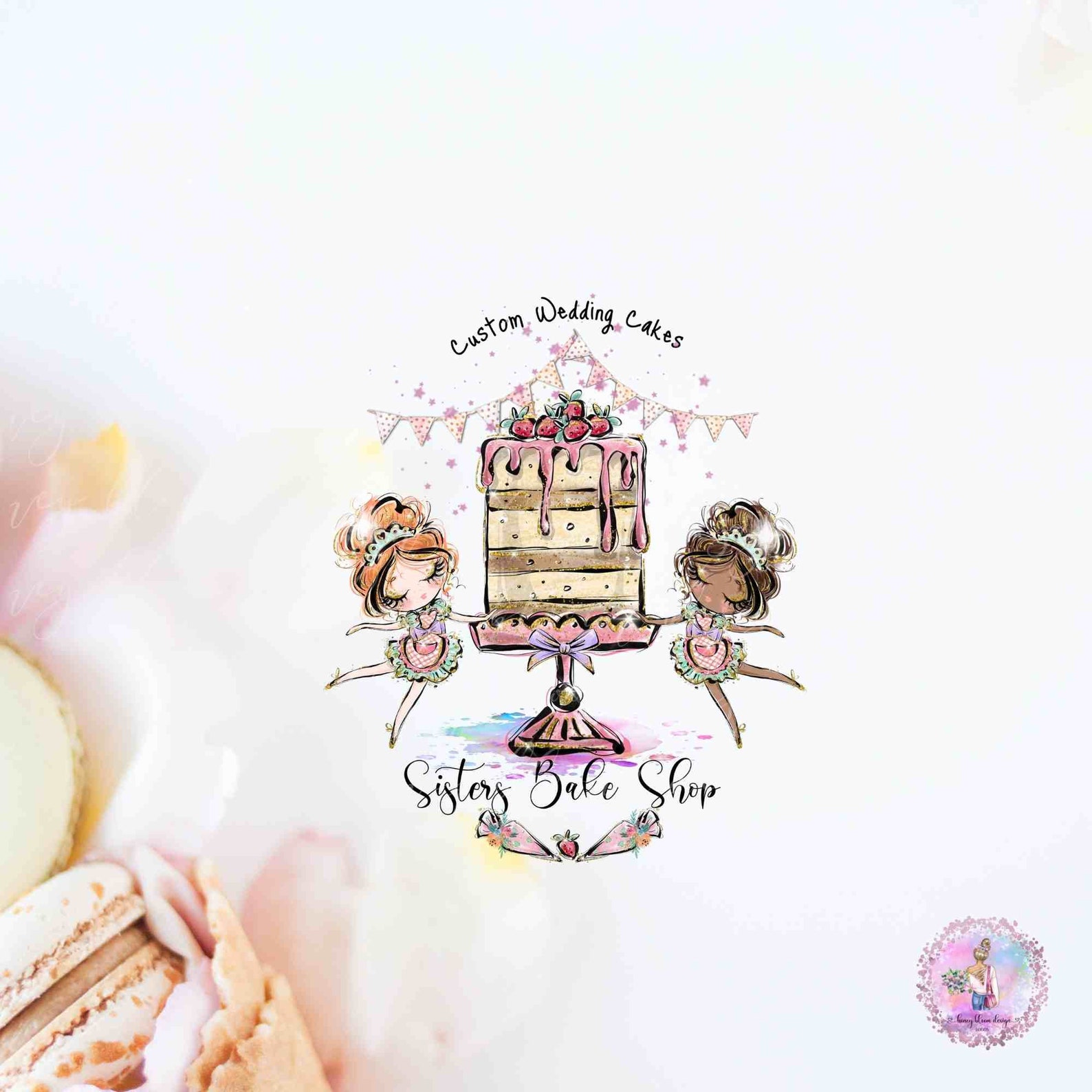 Two Glam Girls Custom Cake Bakery Wedding Cake Bakery Logo | Etsy